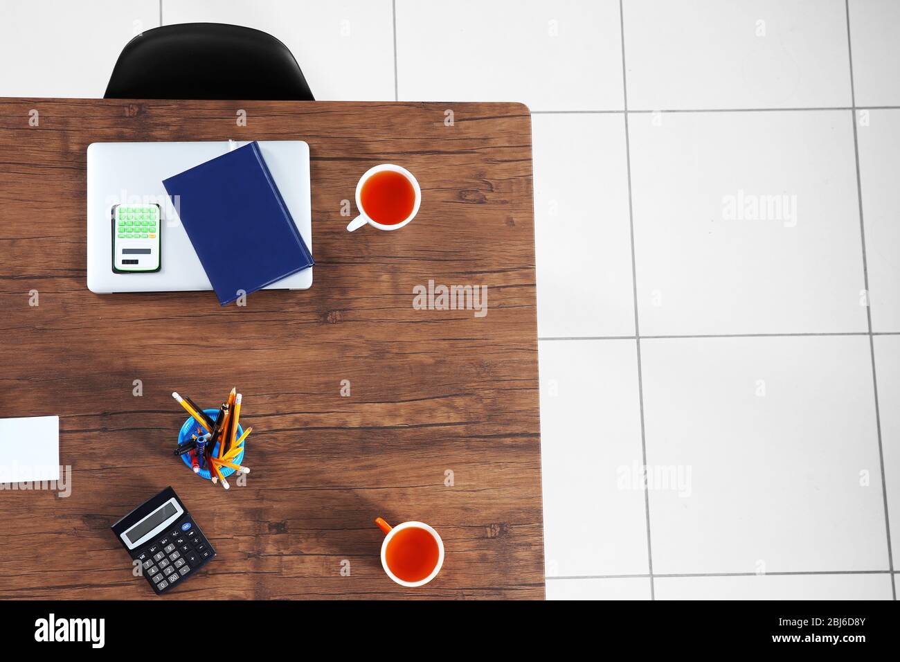 Office table for meetings, top view Stock Photo - Alamy