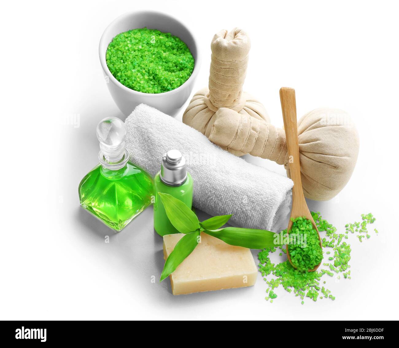 Relaxing spa set isolated on white background Stock Photo - Alamy