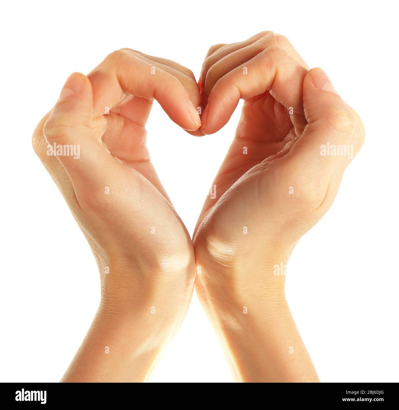 Heart shaped human hands isolated on white background Stock Photo - Alamy