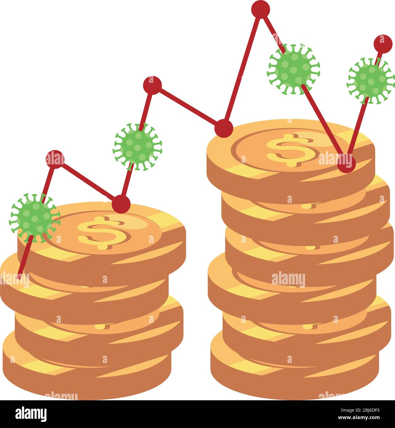 stock market variation by covid 19 with pile coins and icons Stock ...
