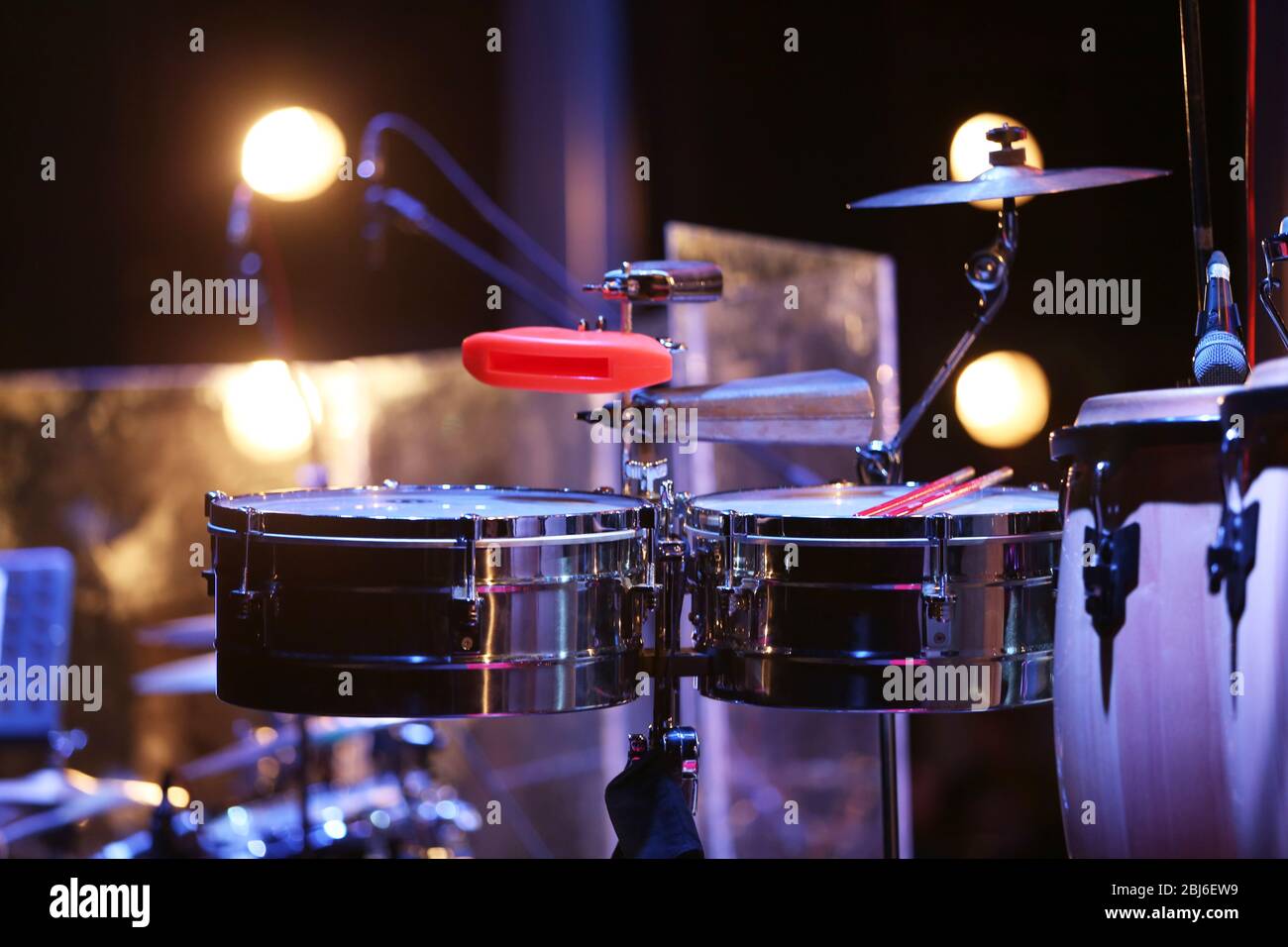 Musical instruments on a stage Stock Photo - Alamy