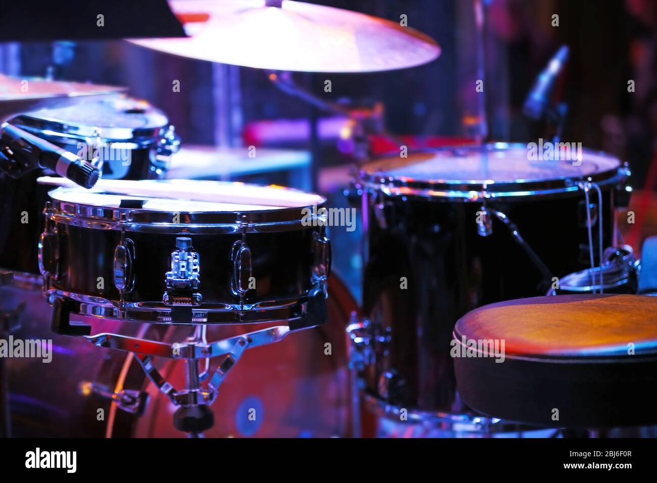Musical instruments on a stage Stock Photo - Alamy