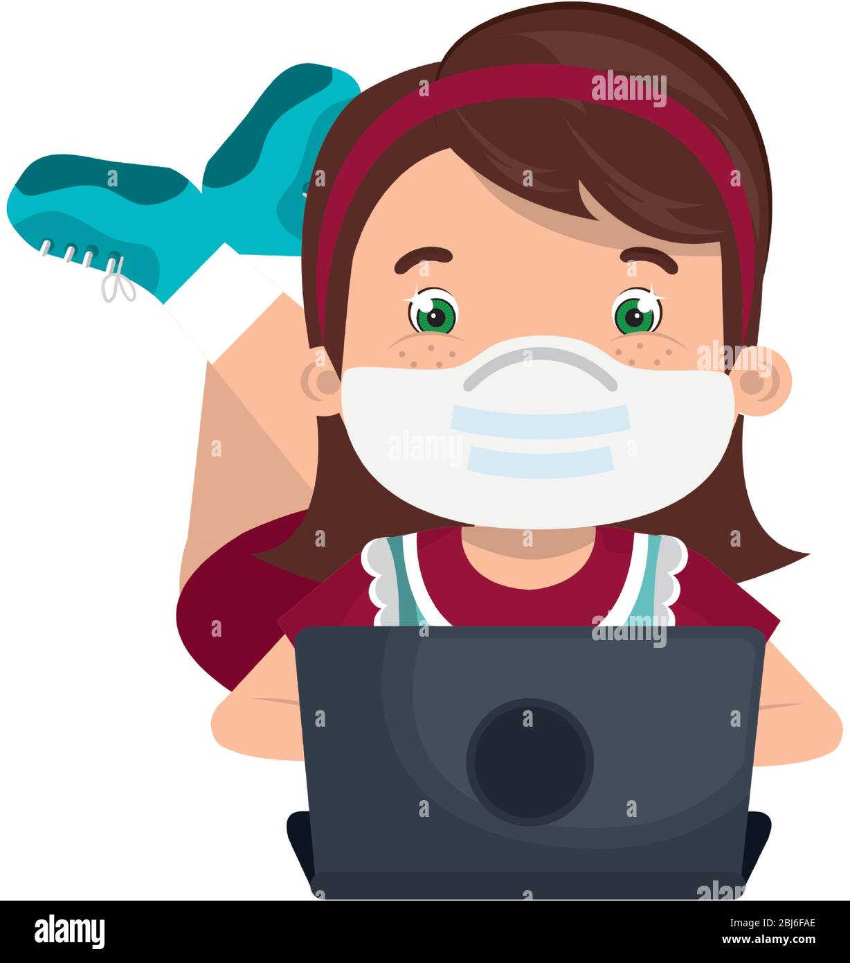 School girl using computer Cut Out Stock Images & Pictures - Alamy