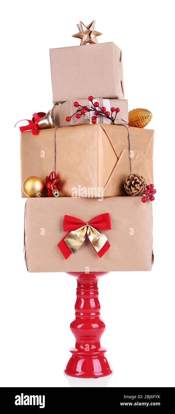 Christmas gift boxes, isolated on white Stock Photo - Alamy