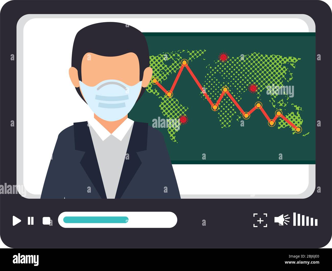 stock market variation by covid 19 businessman in tablet Stock Vector ...