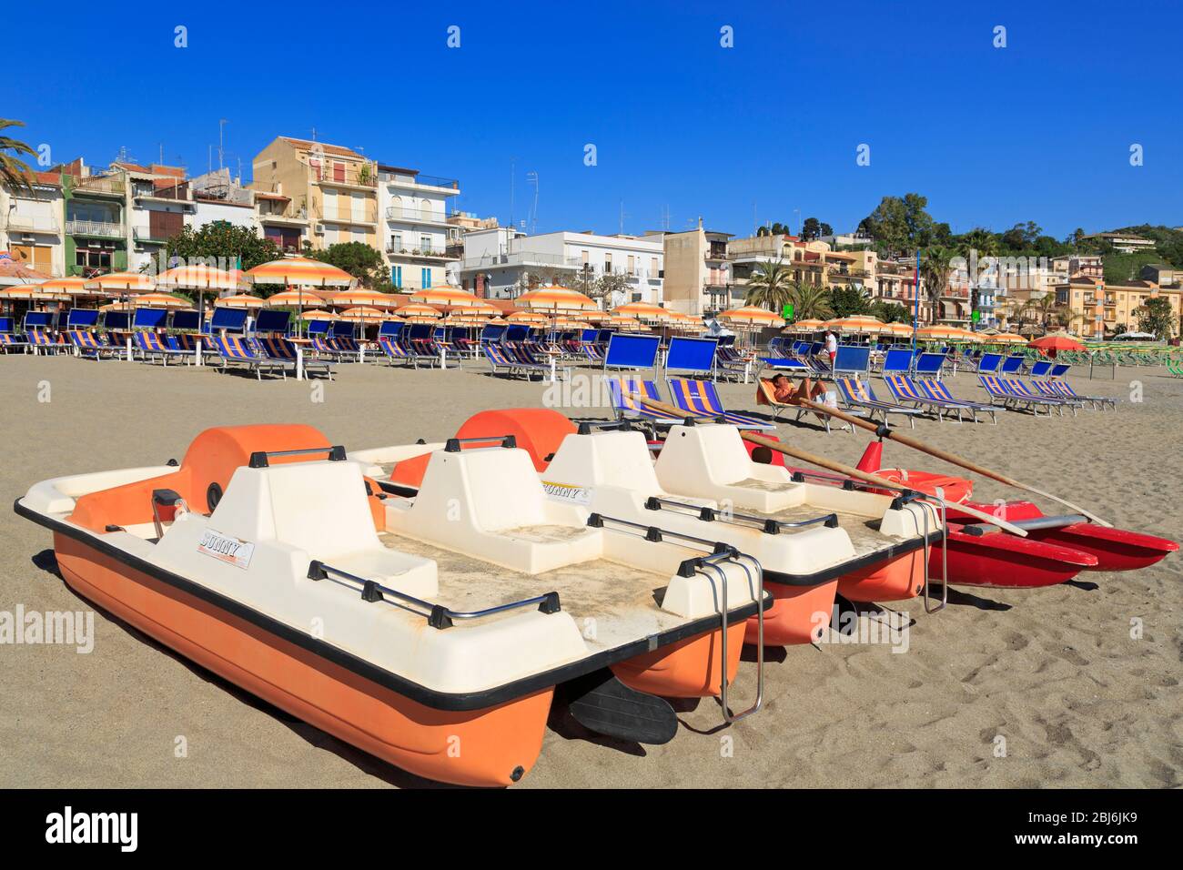 Beach, Giardini Naxos City, Sicily Island, Italy, Europe Stock Photo ...
