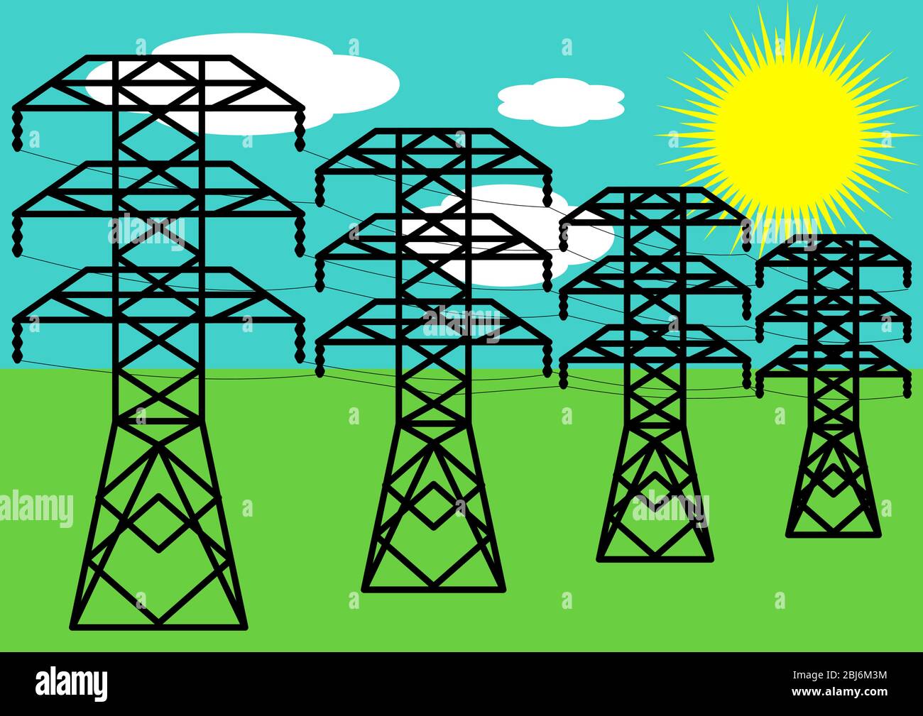 Towers transmission line transmission of electrical energy Stock Vector ...