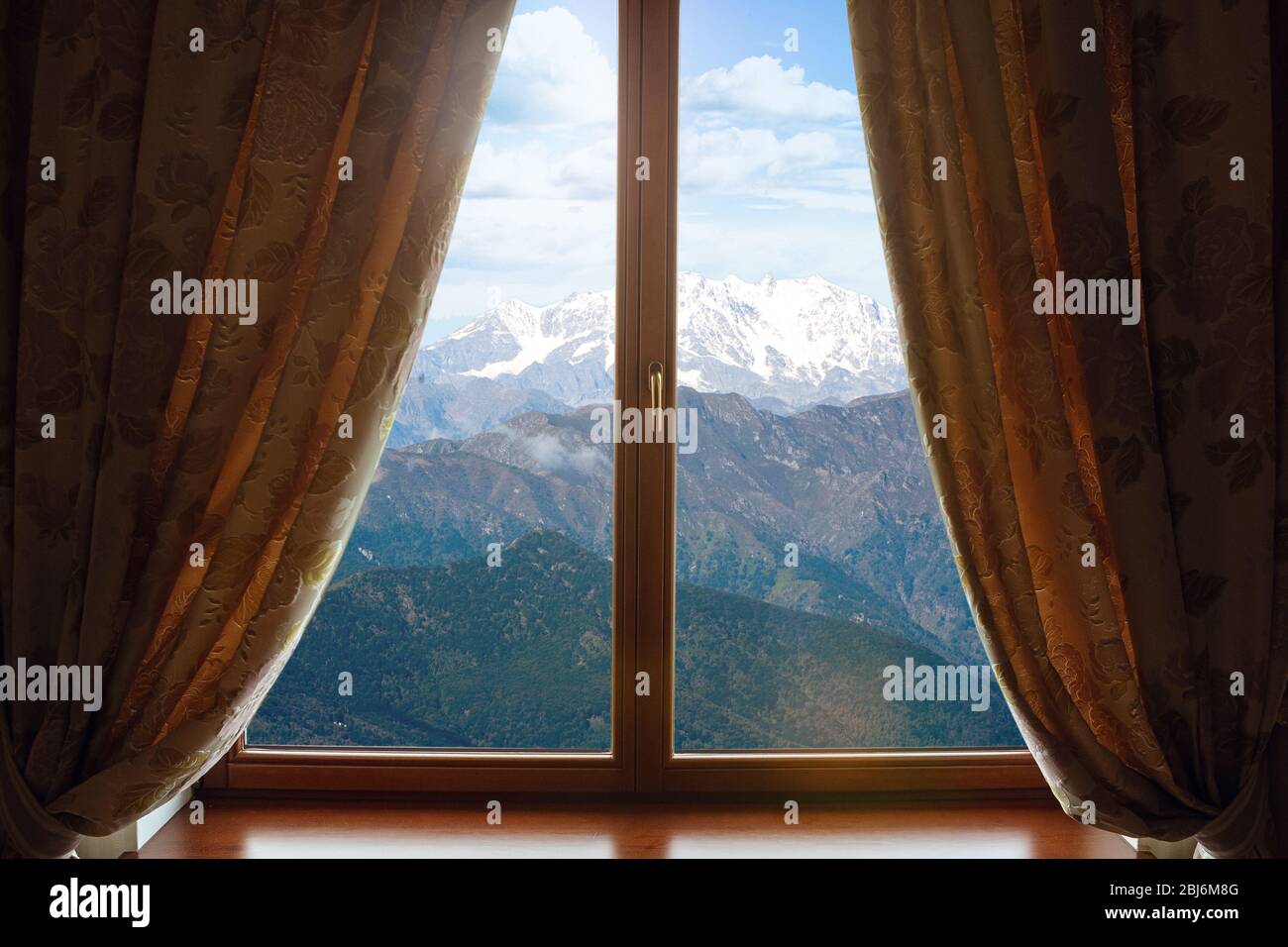 view to summer nature concept with window and copyspace Stock Photo - Alamy