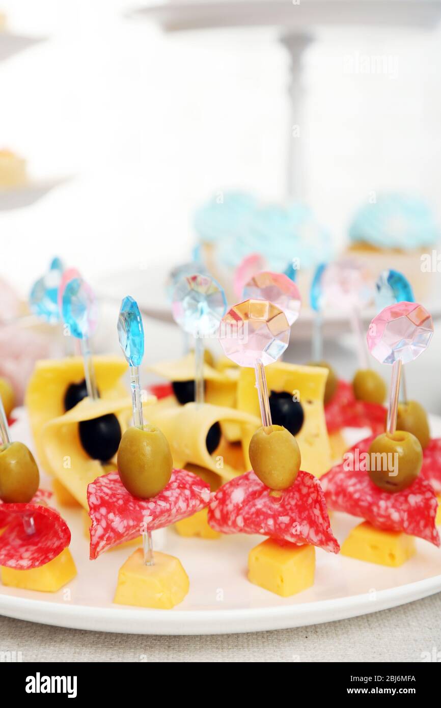 Set of cold snacks and canape, closeup Stock Photo - Alamy