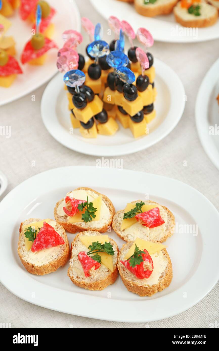 Set of cold snacks and canape, closeup Stock Photo - Alamy