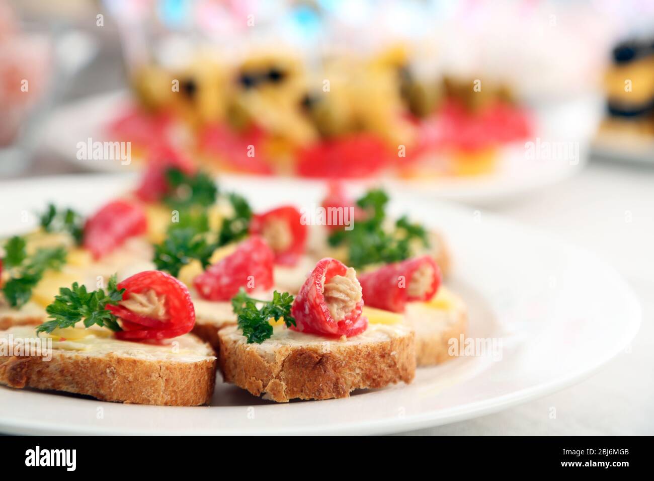 Set of cold snacks and canape, closeup Stock Photo - Alamy