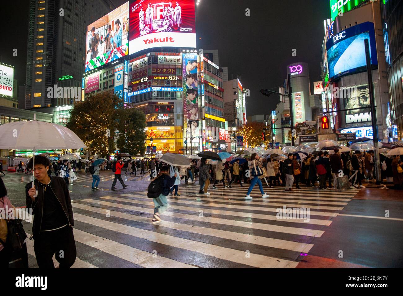 A section of the famous Shibuya Crossing, or Shibuya Scramble Crossing ...