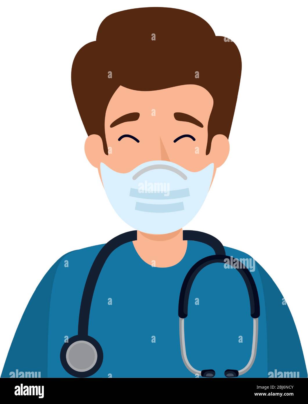 male paramedic using face mask with stethoscope Stock Vector Image ...