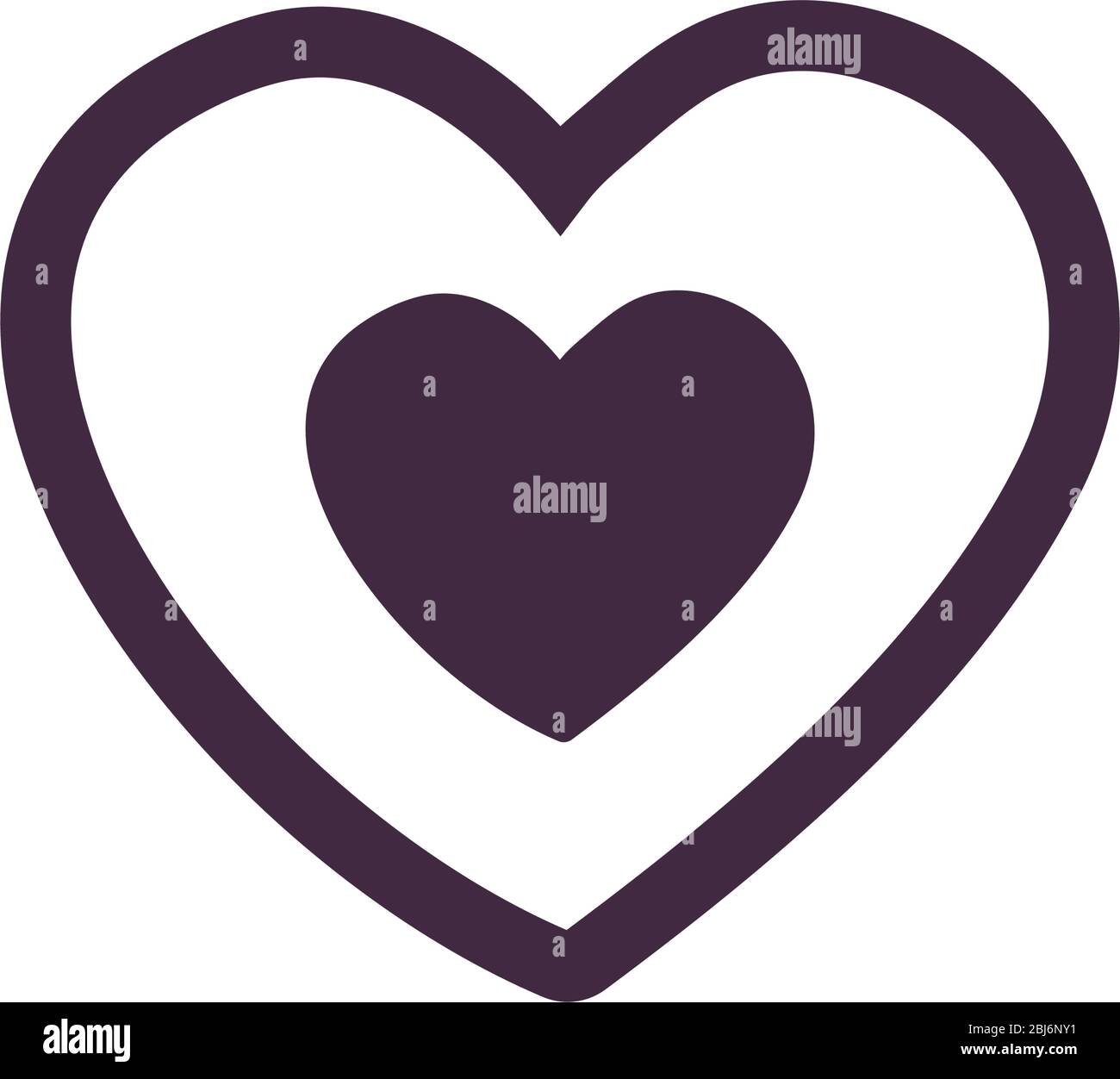 Little heart inside heart line style icon design of love passion and ...