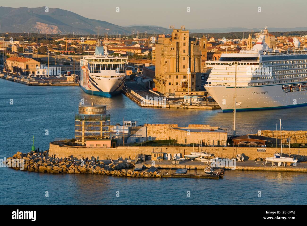 Cruise ship in the Port of Livorno, Tuscany, Italy, Europe Stock Photo ...