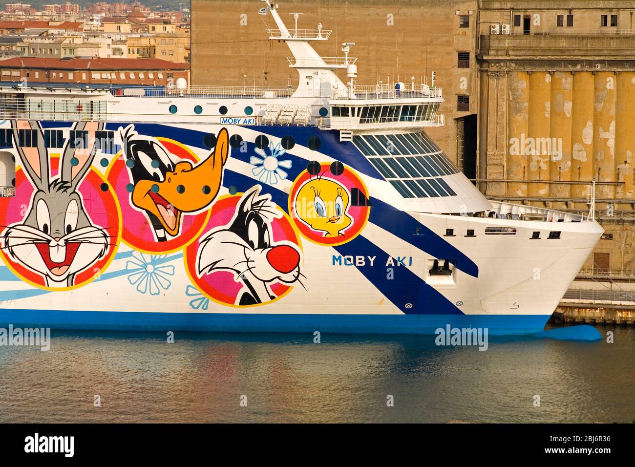 Docked Ferry, Port of Livorno, Tuscany, Italy Stock Photo - Alamy