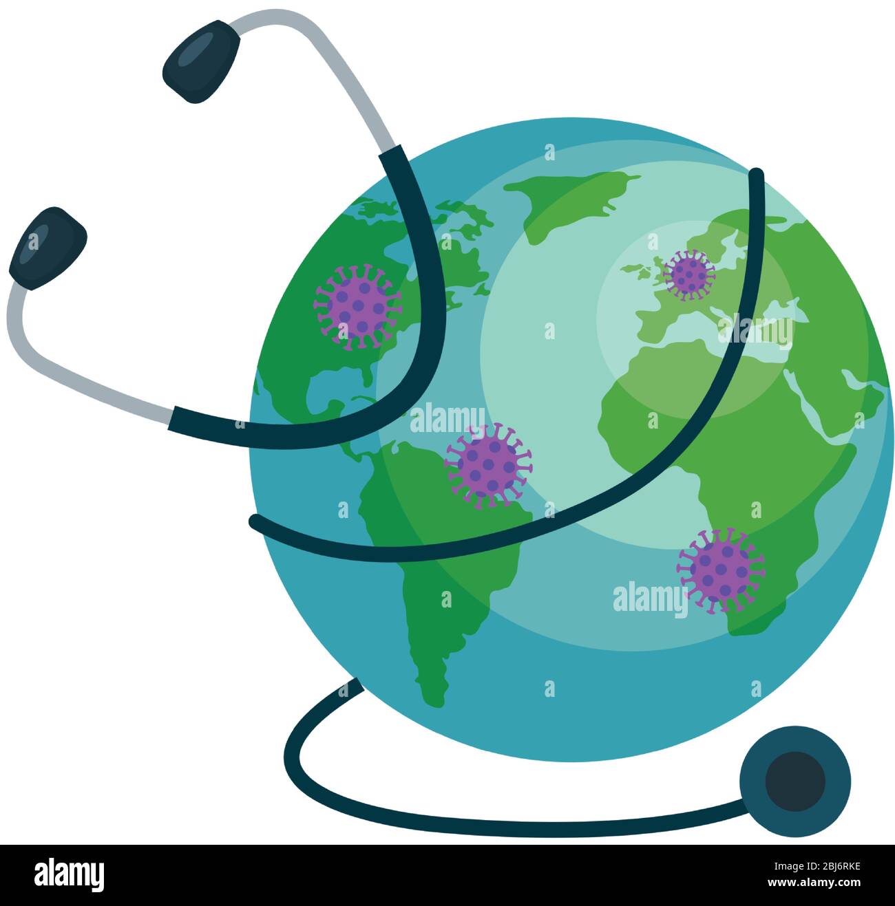 world planet with particles covid 19 and stethoscope Stock Vector Image ...