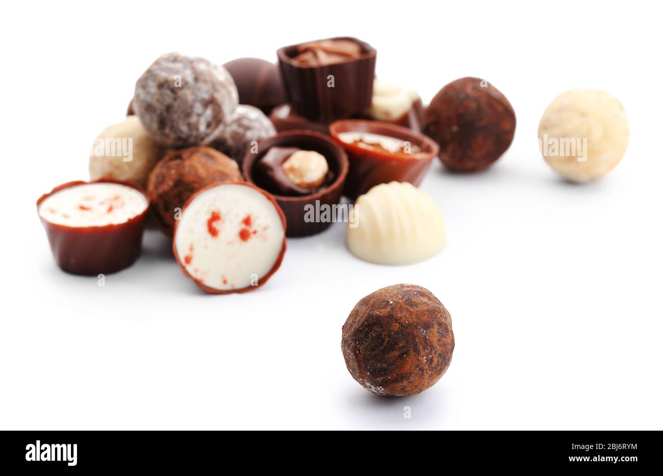 Assorted collection of chocolate candies and sweets, isolated on white ...