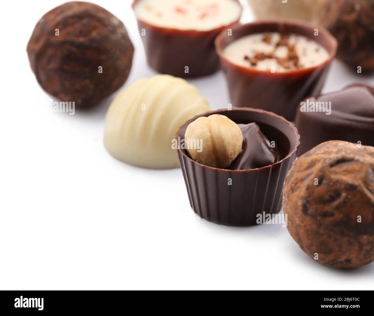 Assorted collection of chocolate candies and sweets, isolated on white ...