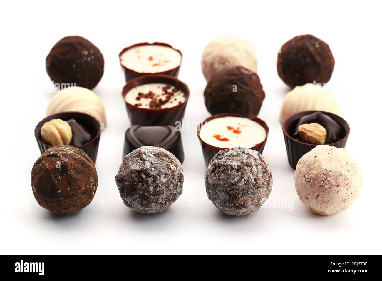 Assorted collection of chocolate candies and sweets, isolated on white ...