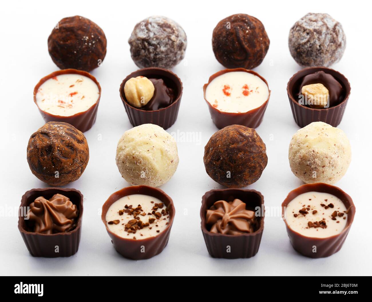 Assorted collection of chocolate candies and sweets, isolated on white ...