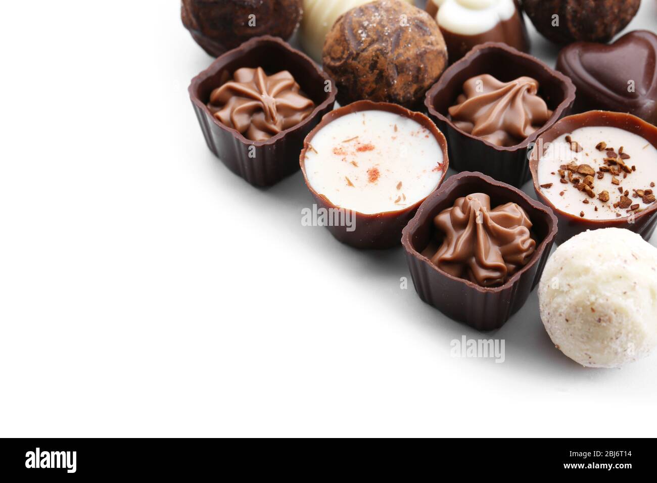 Assorted collection of chocolate candies and sweets, isolated on white ...