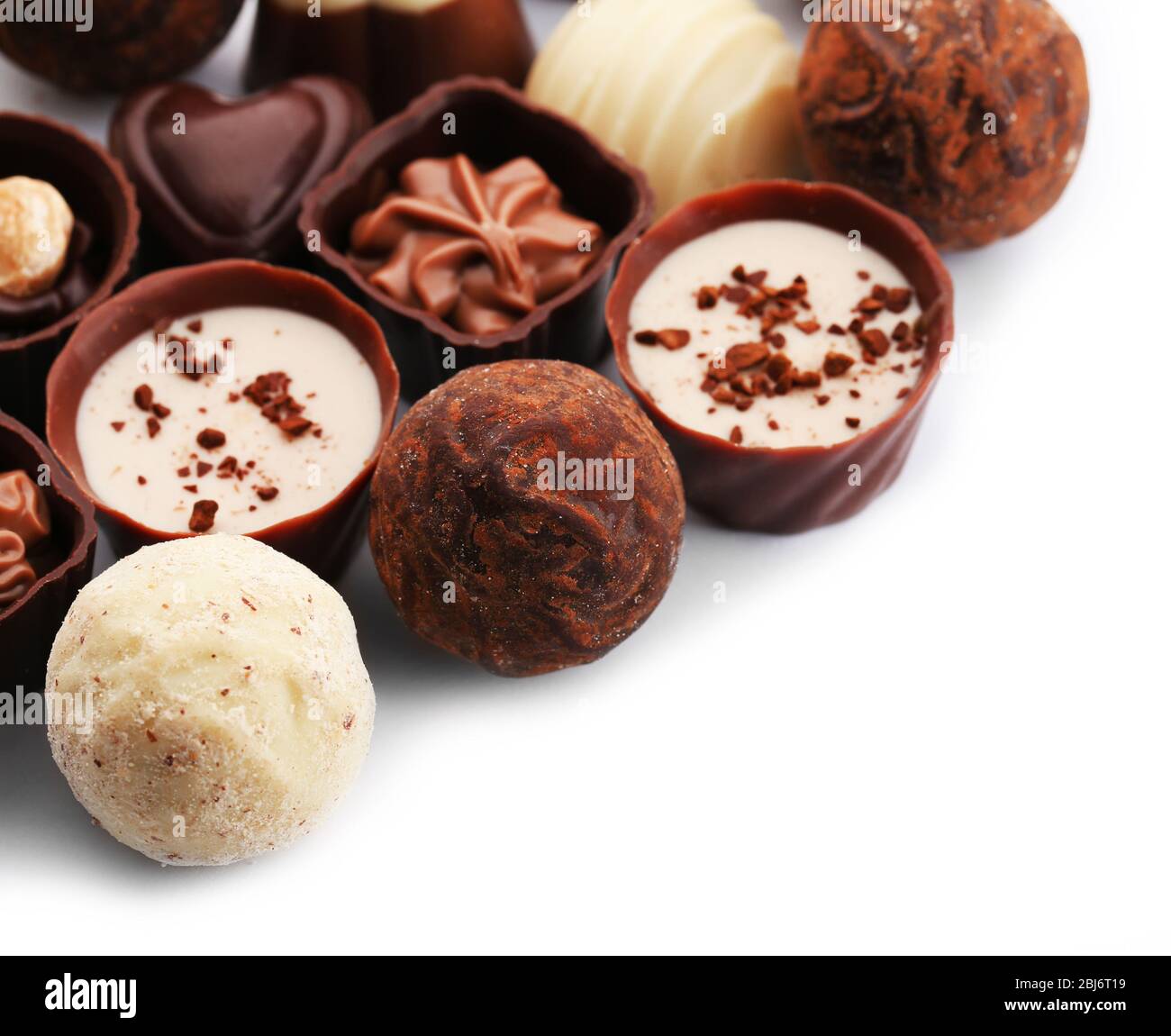 Assorted collection of chocolate candies and sweets, isolated on white ...