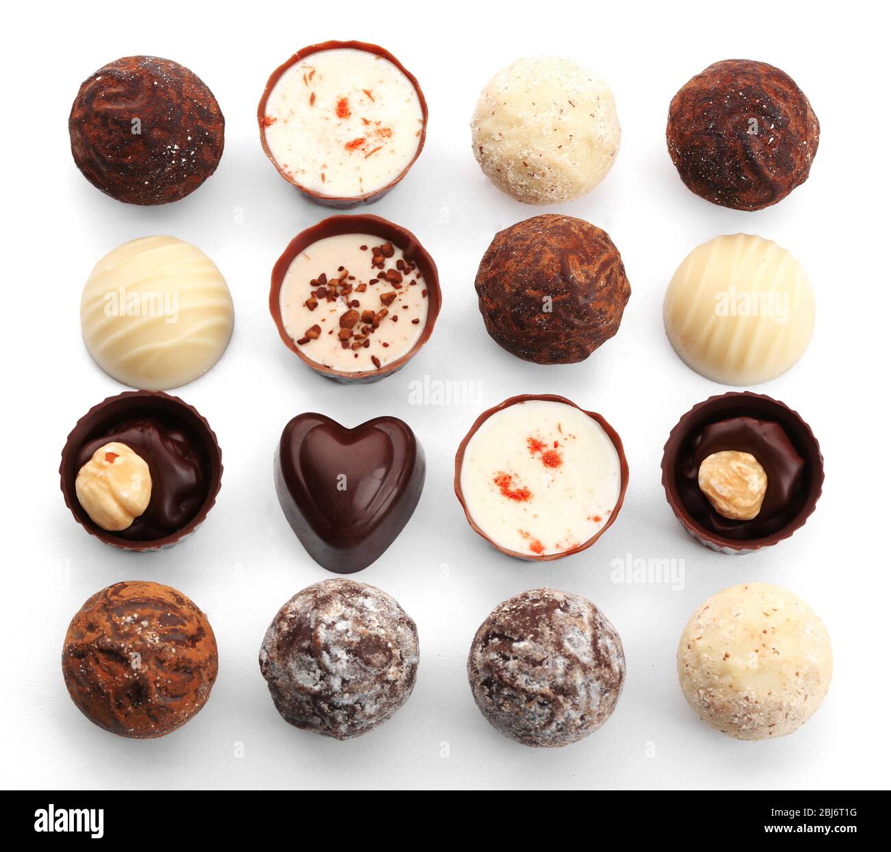 Assorted collection of chocolate candies and sweets, isolated on white ...