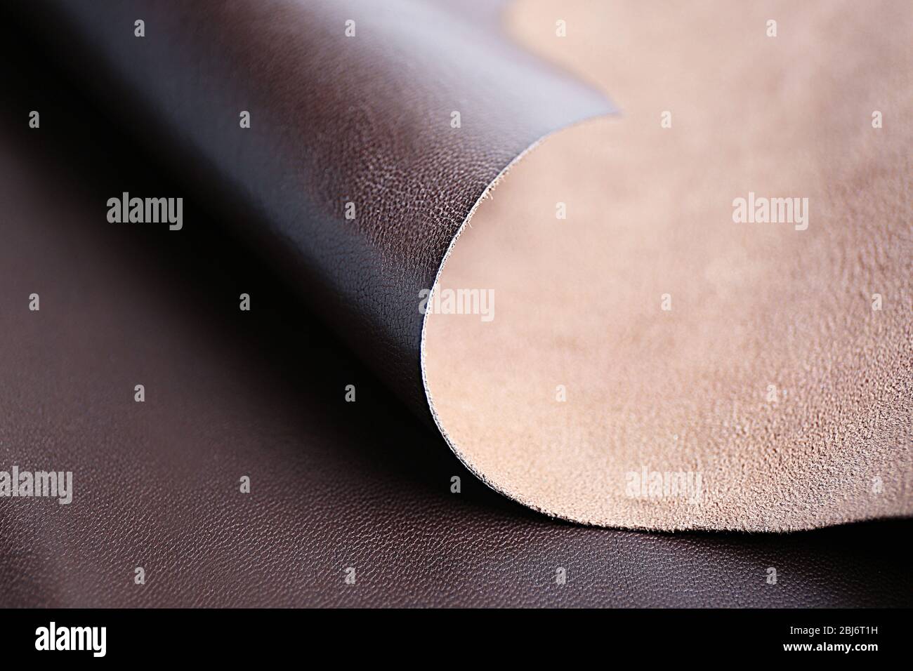 Brown leather front and wrong side texture background Stock Photo - Alamy