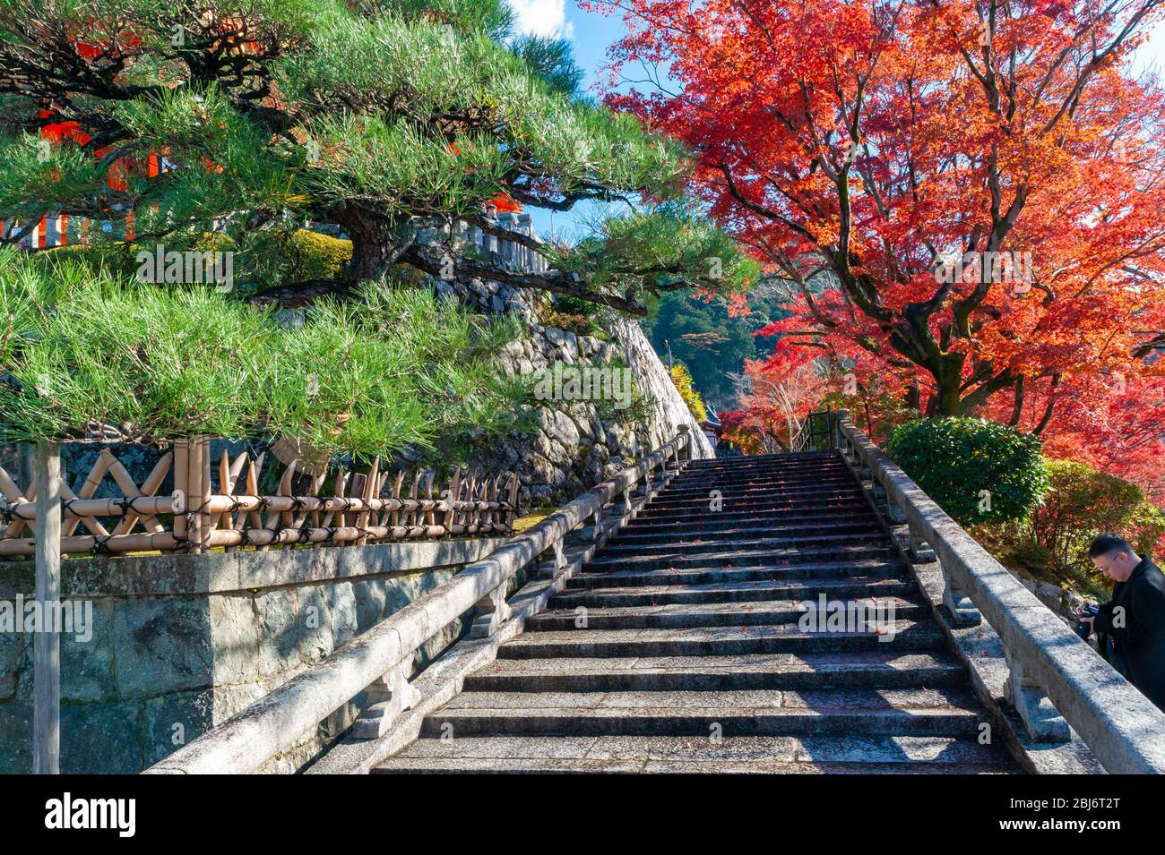 One of the impressive staircases at the Kiyomizu-dera shrine in Kyoto ...