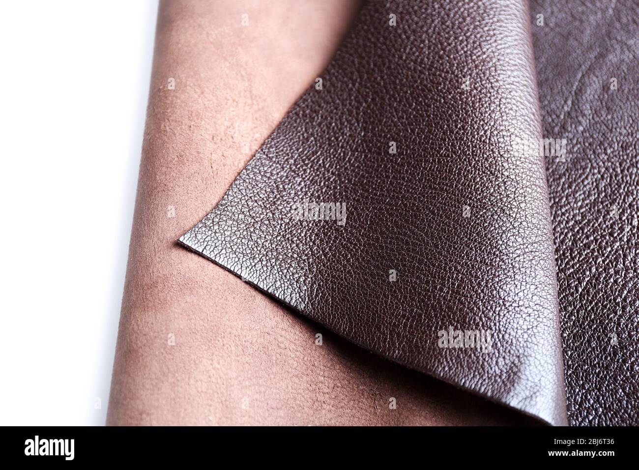 Brown leather front and wrong side texture, close-up Stock Photo - Alamy