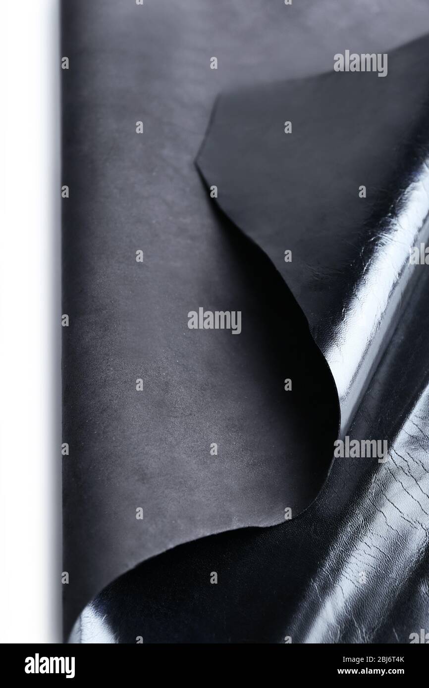 Black leather front and wrong side texture, close-up Stock Photo - Alamy