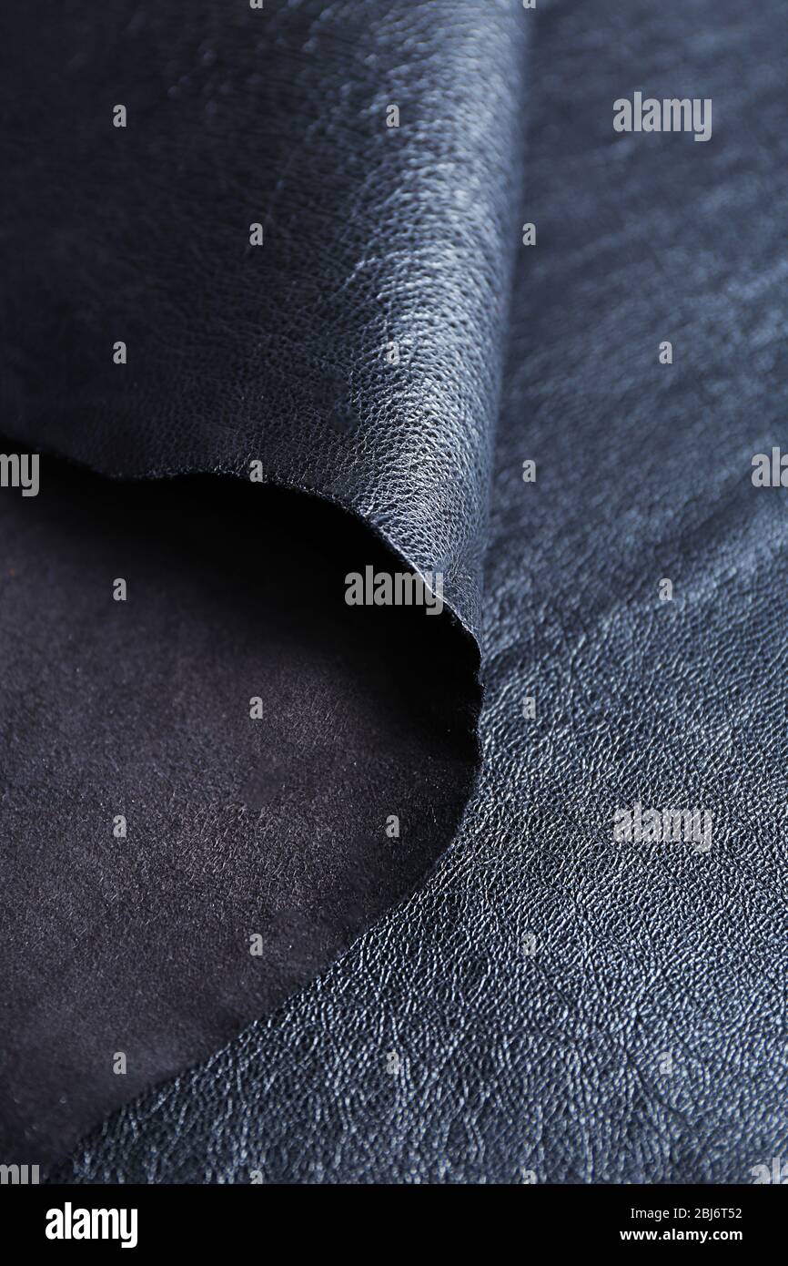 Black leather front and wrong side texture background Stock Photo - Alamy