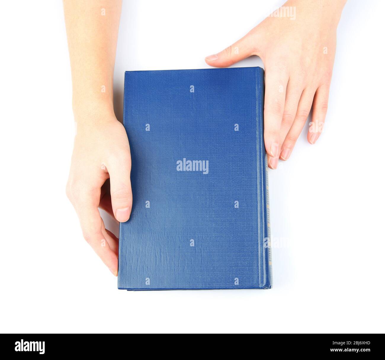 Female hands holding book, isolated on white Stock Photo - Alamy