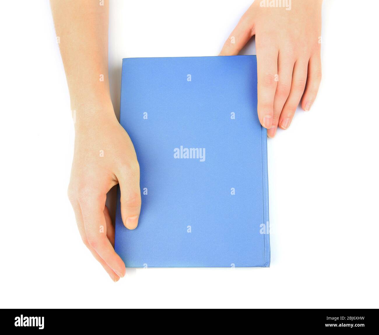 Female hands holding book, isolated on white Stock Photo - Alamy