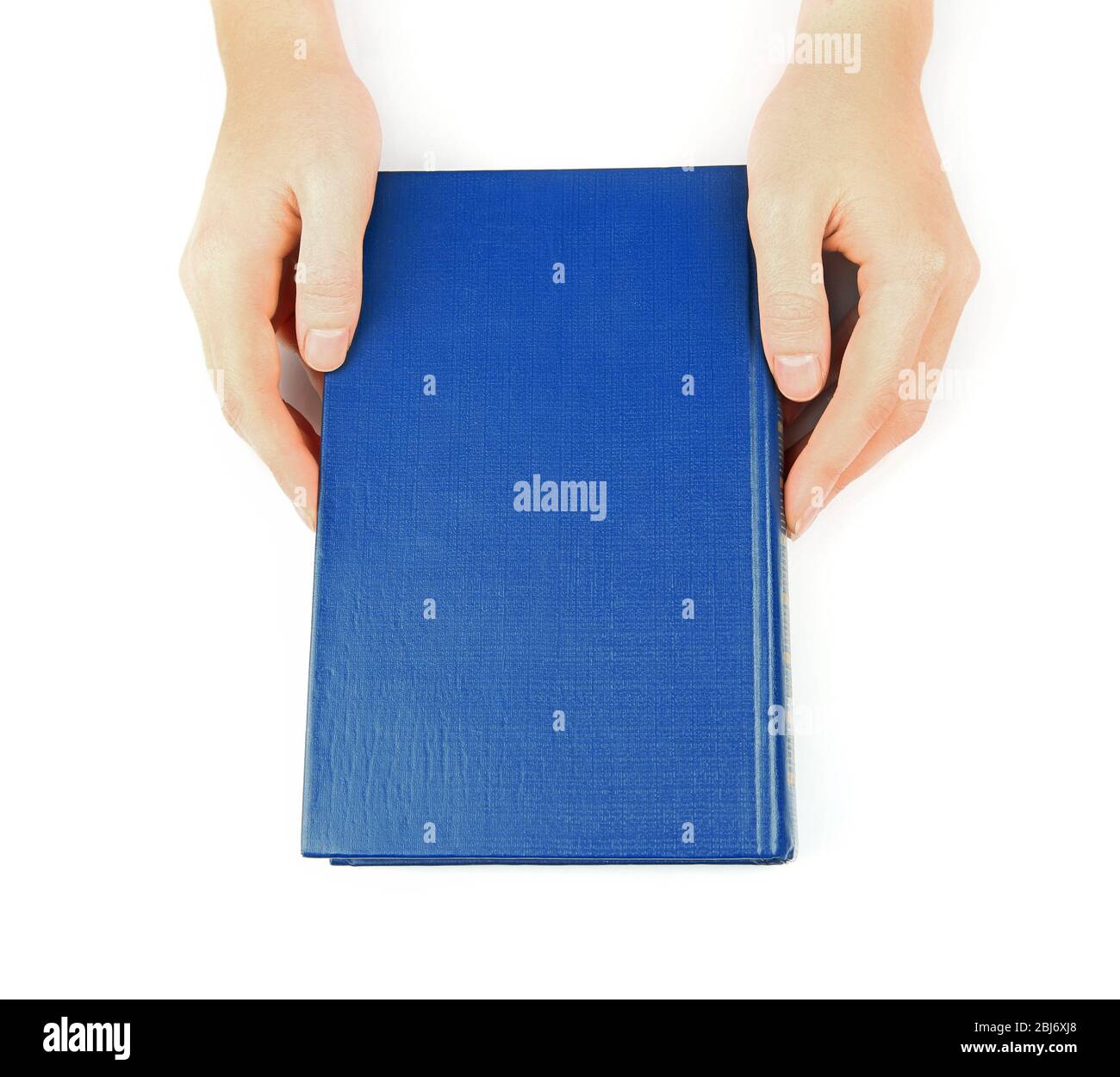 Female hands holding book, isolated on white Stock Photo - Alamy