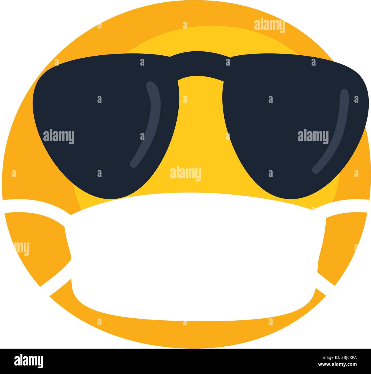 Emoji with mask and glasses flat style icon design, Cartoon expression ...
