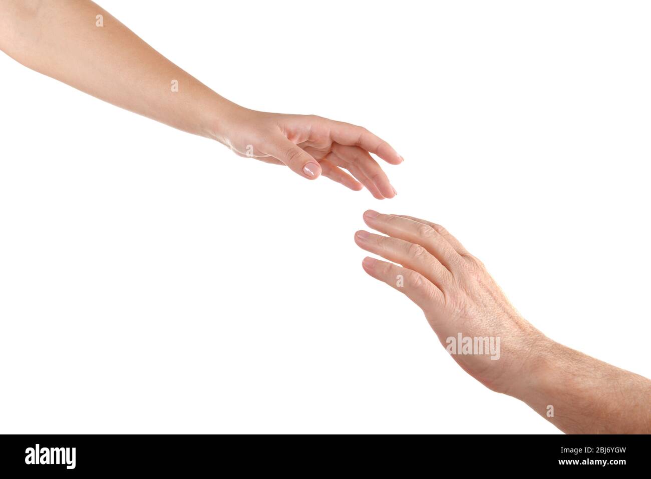 Helping hand isolated on white Stock Photo - Alamy