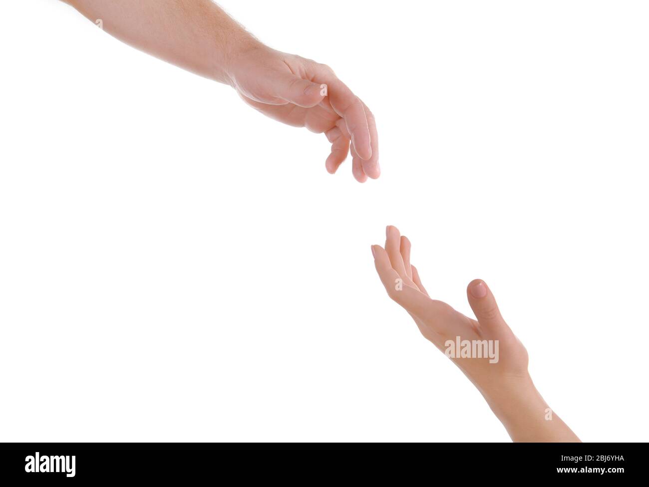Helping hand isolated on white Stock Photo - Alamy