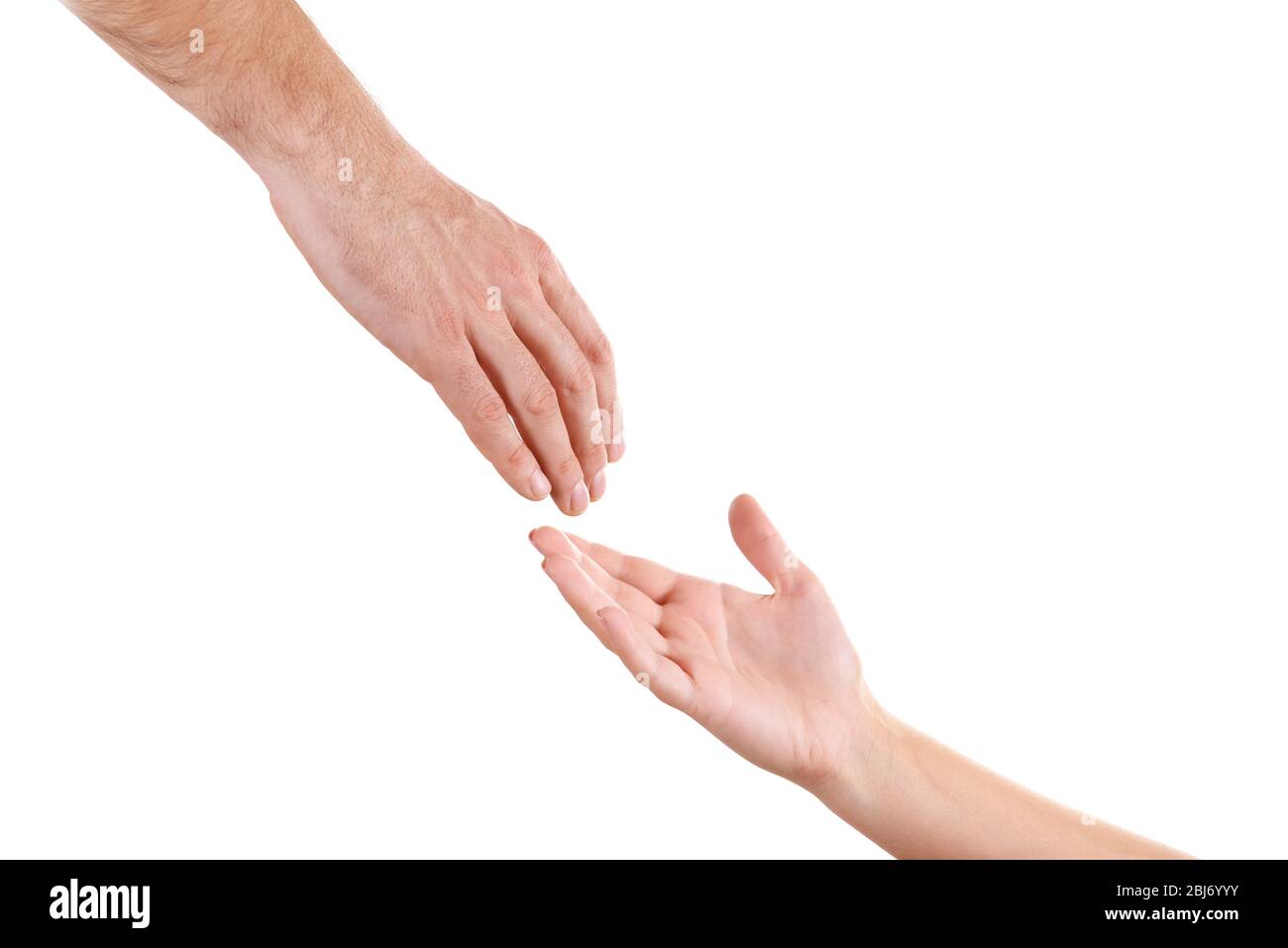 Helping hand isolated on white Stock Photo - Alamy