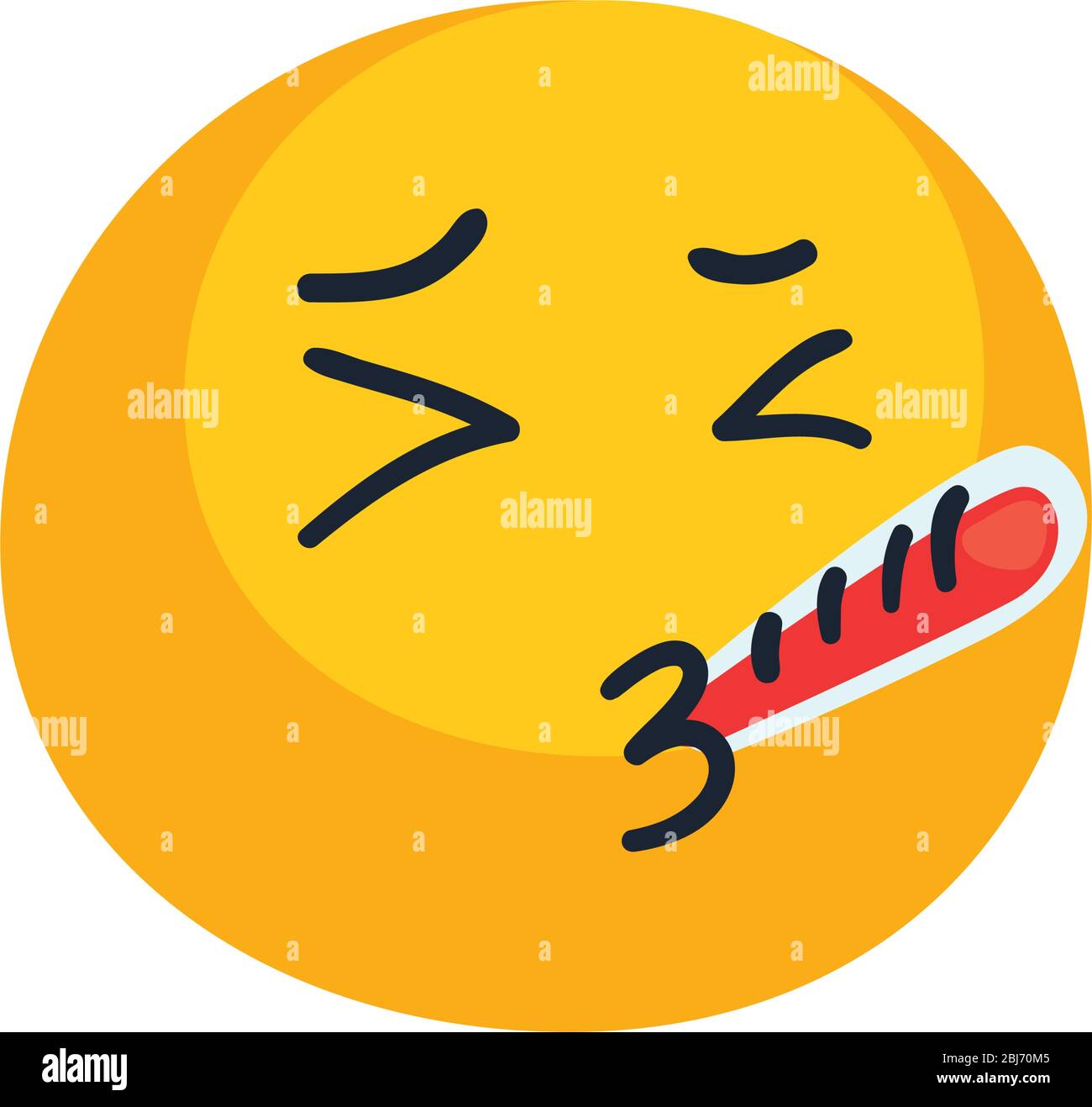 Emoji with thermometer flat style icon design, Cartoon expression ...