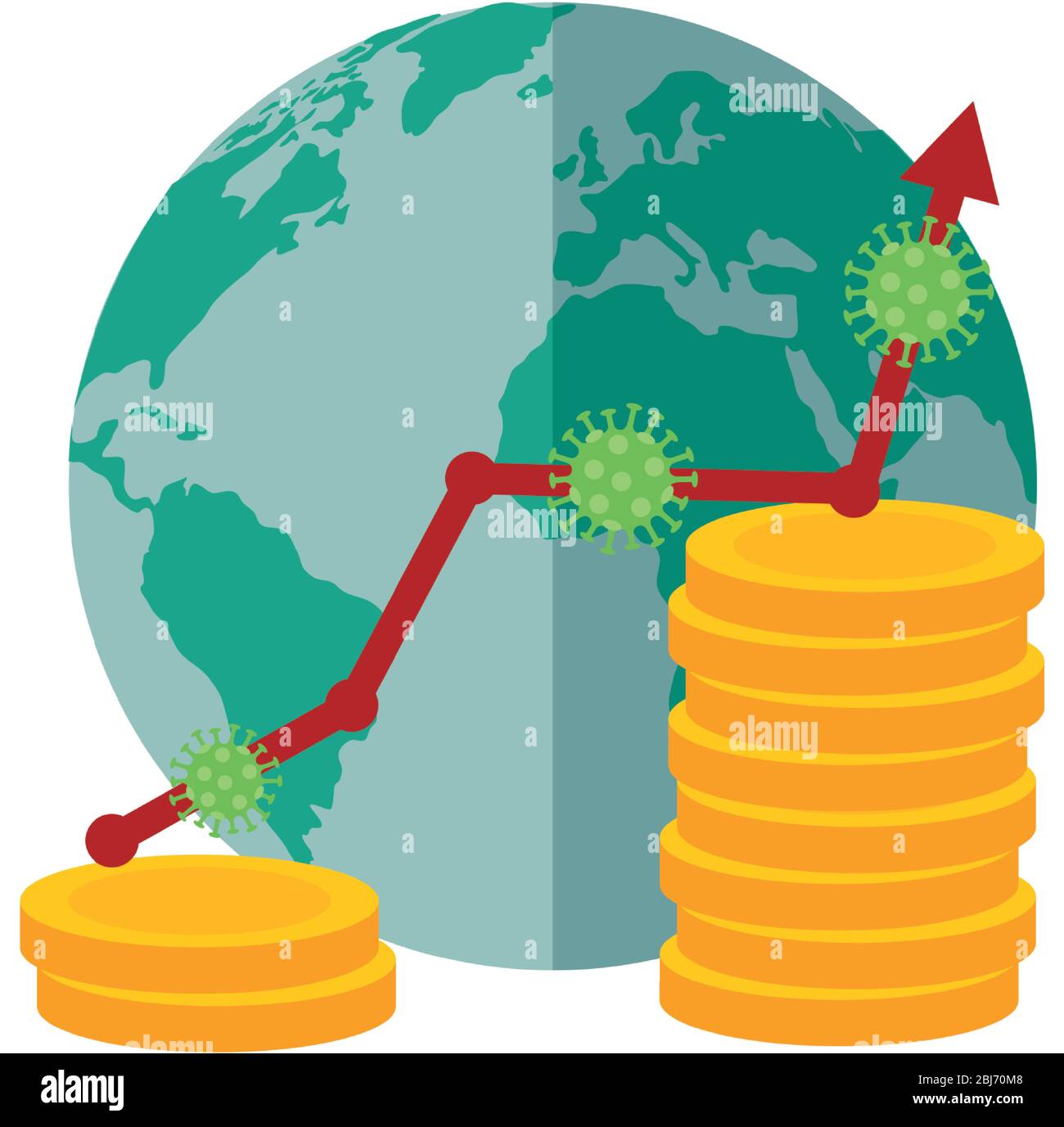 stock market variation by covid 19 with world planet and icons Stock ...