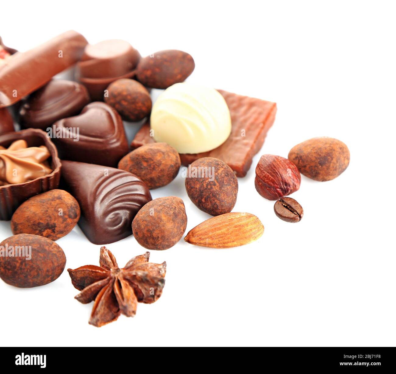 Assorted chocolate candies, isolated on white Stock Photo - Alamy