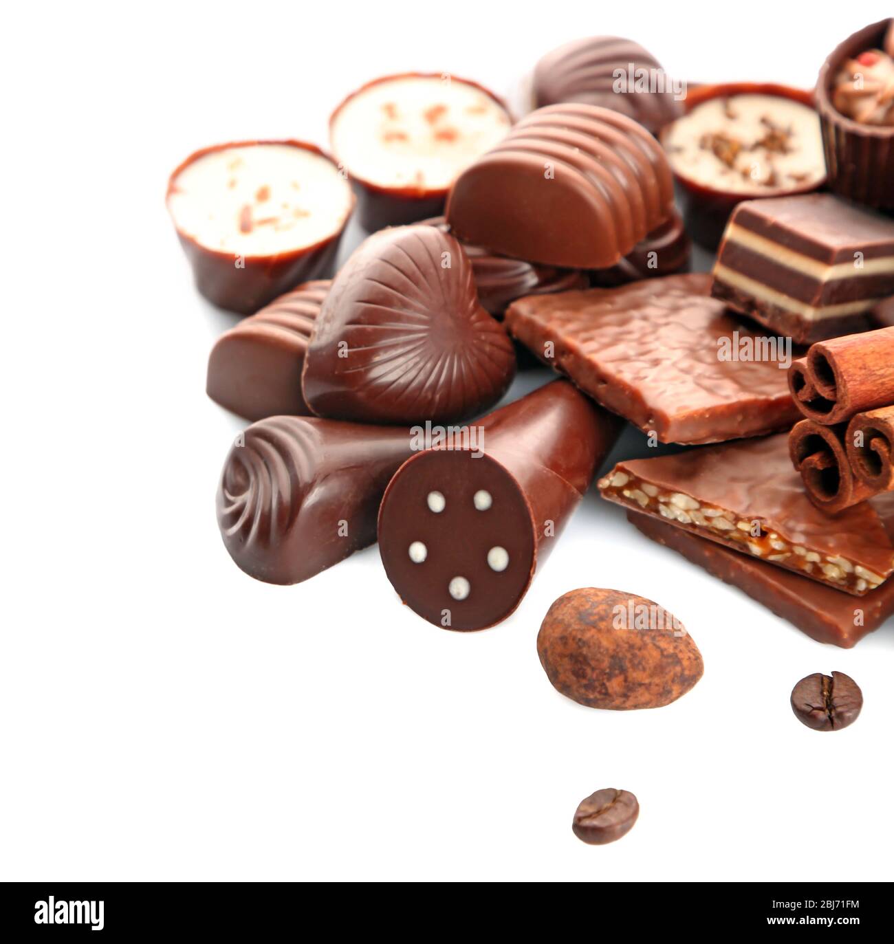 Assorted chocolate candies, isolated on white Stock Photo - Alamy