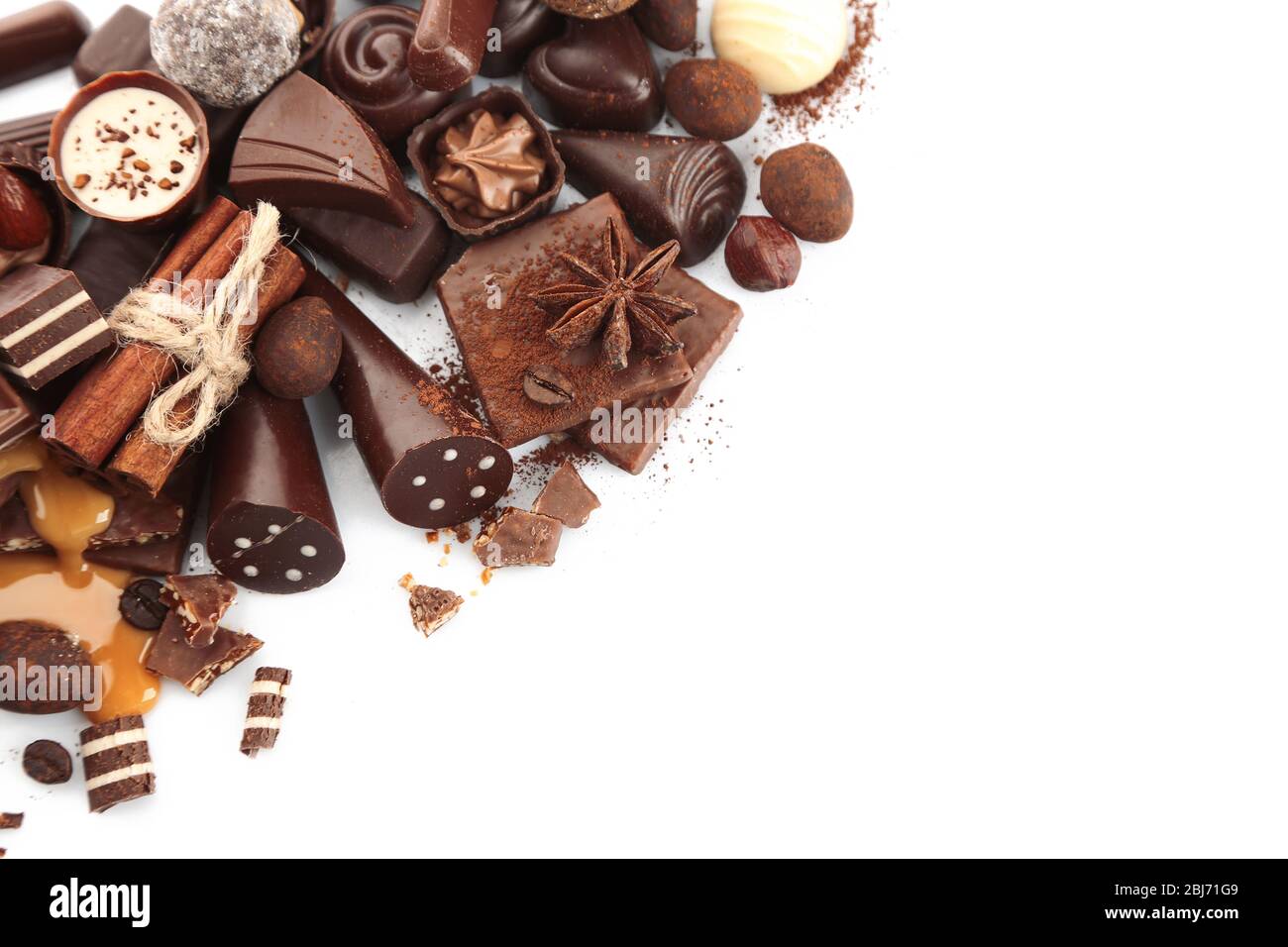 Assorted chocolate candies, isolated on white Stock Photo - Alamy