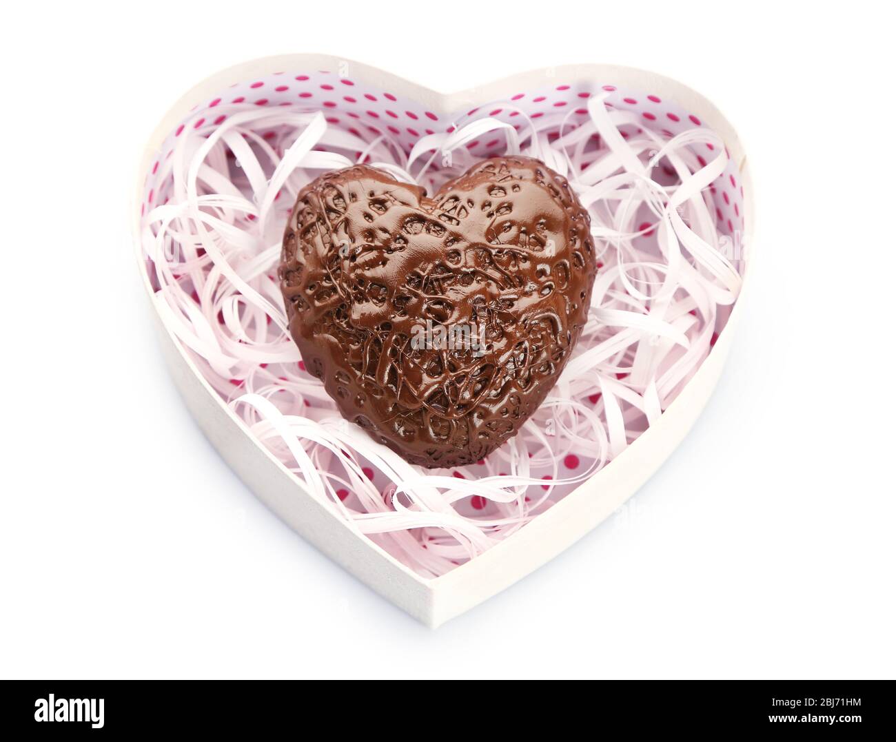 Heart shaped box and candy, isolated on white Stock Photo - Alamy