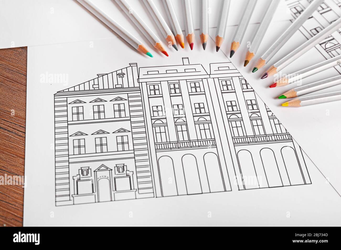 Building colour drawing hi-res stock photography and images - Alamy