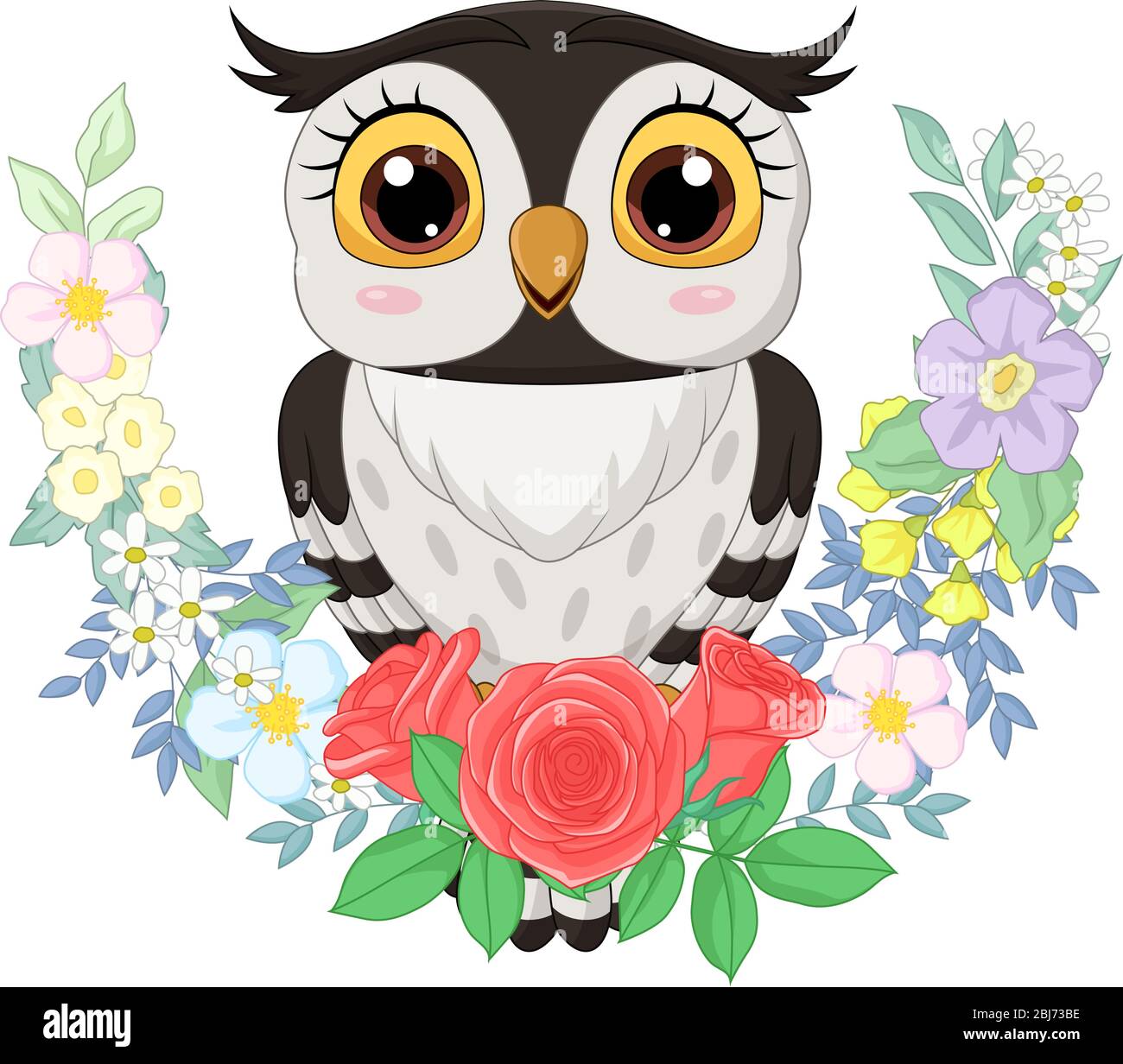 Adorable cartoon owl sitting Stock Vector Images - Alamy