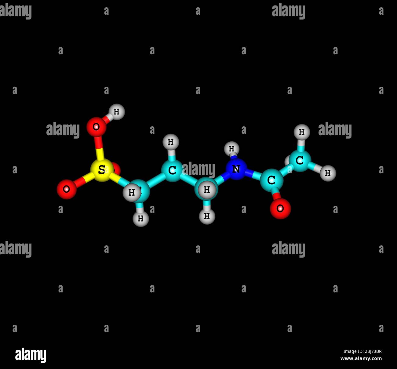 A model of a molecule of Acamprosate, also known as Campral. It is used ...