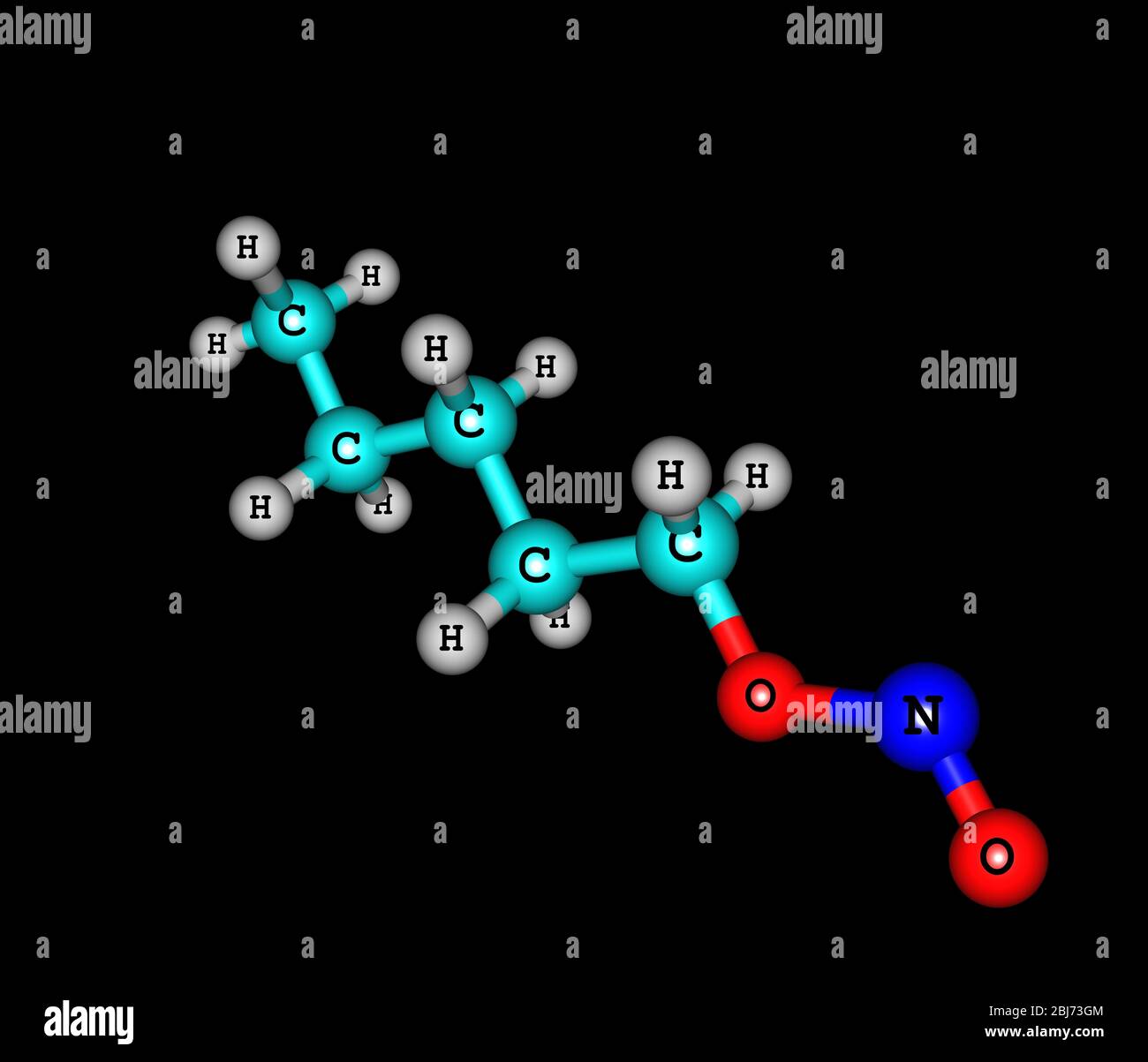 A model of Amyl Nitrite. It is used to treat angina and as an antidote ...